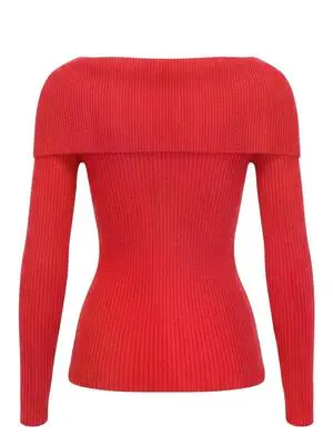 Isaia Ribbed-knit Off-the-shoulder Sweater - Red