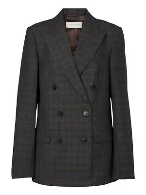 Dries Van Noten Checked Double-breasted Wool Blazer - Brown