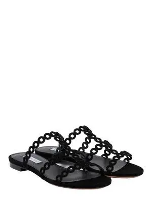 AQUAZZURA Infinity Chain Suede Sandals - Black