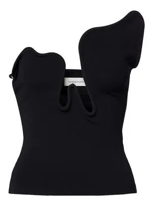 Christopher Esber Salacia Ribbed-knit Jersey Top - Black