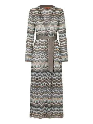 Missoni Striped Belted Crochet-knit Cardigan - Multi