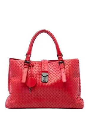 Bottega Veneta 2012-2026 Medium Nappa Intrecciato Roma Tote Bag - Red