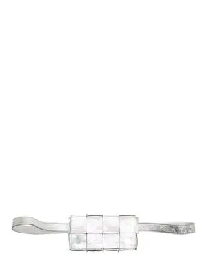Bottega Veneta 2012-2026 Mini Paper Calfskin Intrecciato Cassette Belt Bag - Silver