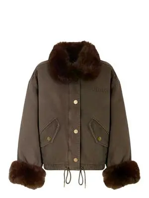 Pinko Faux-fur Trim Jacket - Brown