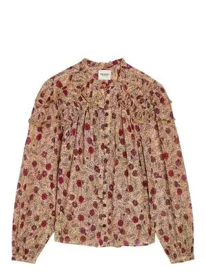 MARANT ETOILE Christa Floral Print Ruffled Shirt - Neutrals