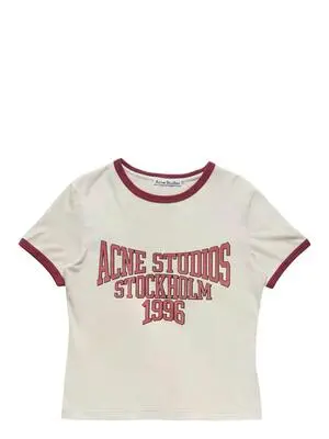 Acne Studios Logo-print Ringer T-shirt - Neutrals