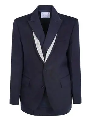 Sacai Layered Silk Blazer - Blue