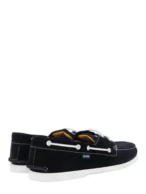 ATALANTA WELLER Contrast-stitch Suede Boat Shoes - Blue