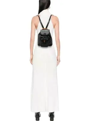 Gucci 20th Century Calfskin Bamboo Backpack - Black