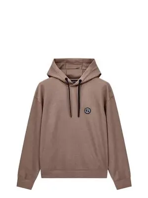 Giorgio Armani Logo-patch Drawstring Hoodie - Brown