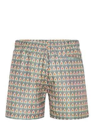 BENIBECA Baloch Geometric-print Drawstring-waist Swim Shorts - Grey