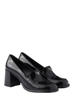 Prada Brushed Leather Loafers - Black