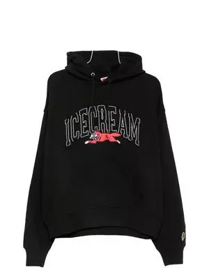 ICECREAM Logo-patch Drawstring Hoodie - Black