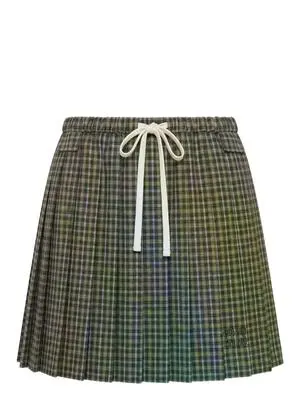 Miu Miu Check-pattern Pleated Mini Skirt - Brown