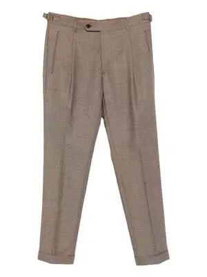 BERWICH Pleated Wool Trousers - Brown