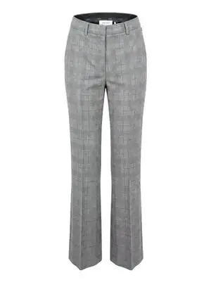 Sportmax Check-pattern Wool Trousers - Grey
