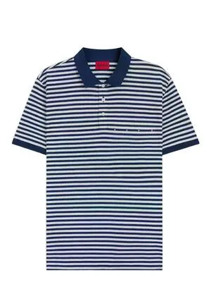 Hugo Cotton-piqué Polo Shirt With Horizontal Stripe - Blue
