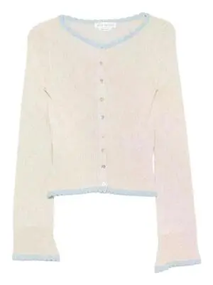 ASTA RESORT Franca Scallop-edge Cardigan - Neutrals