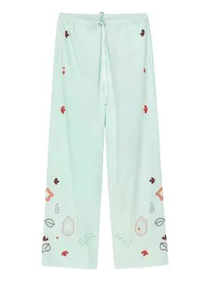 FORTE_FORTE Embroidered Drawstring-waist Trousers - Blue