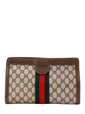 Gucci Vintage Ophidia Frame Gg Coated Canvas Clutch Bag - Brown