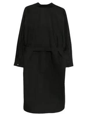 NUDE Belted Curved-hem Midi Dress - Black