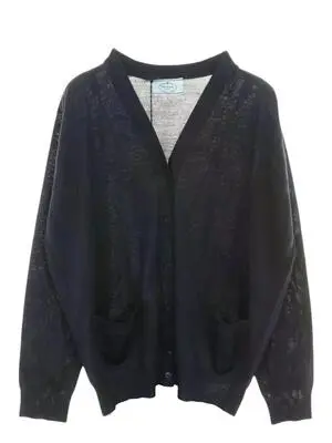 Prada V-neck Wool Cardigan - Blue