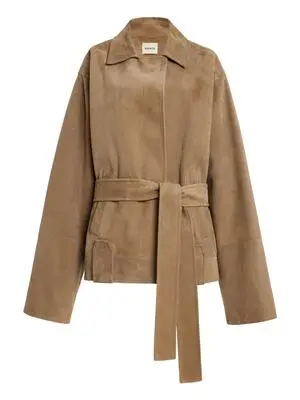 Khaite Khaite Alder Belted Suede Jacket Neutral