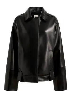 Khaite Alder Plonge Leather Jacket - Black