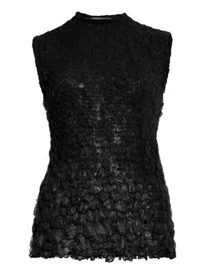 THE ROW Luma Textured Lace Tank Top - Black