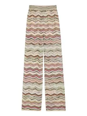 Missoni Zigzag-knit Wide-leg Trousers Neutrals
