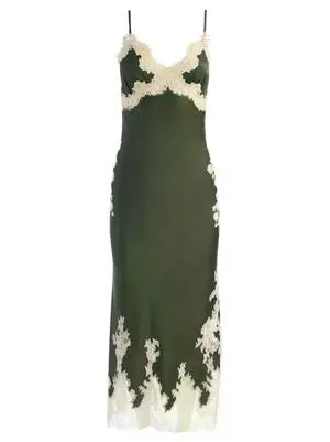 Alice + Olivia Julietta Lace-trim Slip Midi Dress - Green