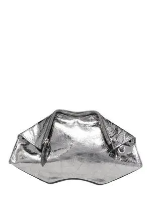 Alexander McQueen Manta Metallic-leather Clutch Bag - Silver