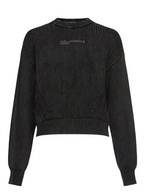 Karl Lagerfeld Logo-embroidered Ribbed-knit Sweater - Black