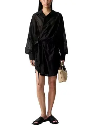 VICOLO Sheer Wrap-style Mini Dress - Black