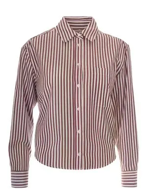 Max Mara Vertical-stripe Chest-pocket Shirt - Brown