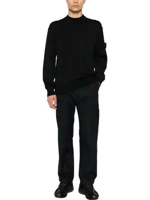 Stone Island Logo-patch Crew-neck Sweater - Black