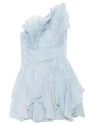 Aje Nisha Ruffled One-shoulder Mini Dress - Blue
