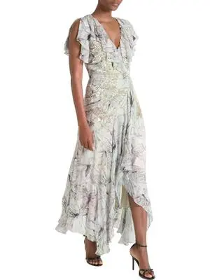 TEMPERLEY LONDON Nerissa Sequin-embellished Ruffled Asymmetric Dress - Neutrals