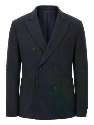 PAOLO PECORA Checked Double-breasted Blazer - Blue