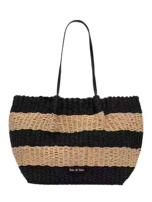 PEDRO DEL HIERRO Striped Woven Beach Bag - Black