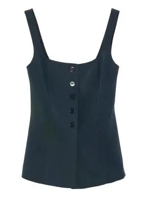 Patrizia Pepe Button-up Stretch-crêpe Top - Blue