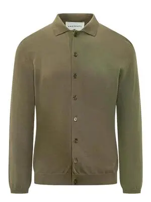 AMARANTO Button-up Shirt-collar Cardigan - Green