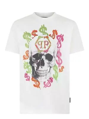 Philipp Plein Jersey T-shirt Dollar Spray - White