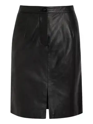 BLAZÉ MILANO Leather Pencil Midi Skirt - Black