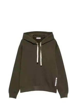 JIL SANDER Logo-print Drawstring Hoodie - Green