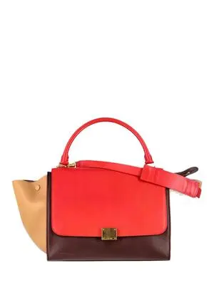 Celine Trapeze Leather Tote Bag - Red