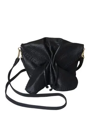 Carlos Falchi Lambskin Leather Butterfly Bag - Black