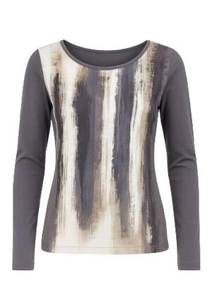 CONQUISTA Abstract Print Long Sleeve Top - Grey