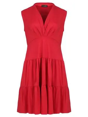 CONQUISTA Sleeveless V-neck Jersey Dress - Red