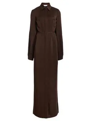 Michael Kors Techno Satin Maxi Dress With Slit Sleeves - Brown